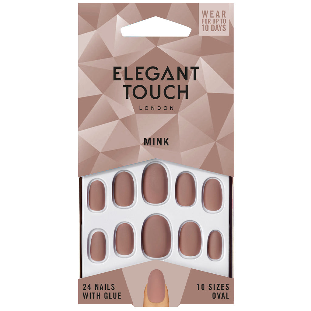 Elegant Touch False Nails Oval Medium Length - Mink | False Eyelashes
