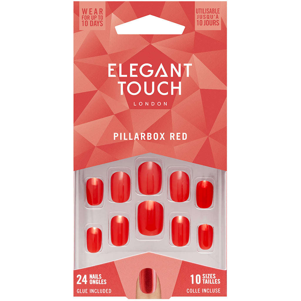 Elegant Touch False Nails Squoval Short Length - Pillarbox Red | False ...