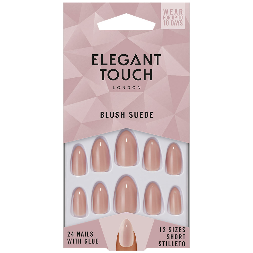 Elegant Touch False Nails Stiletto Short Length - Blush Suede | False ...