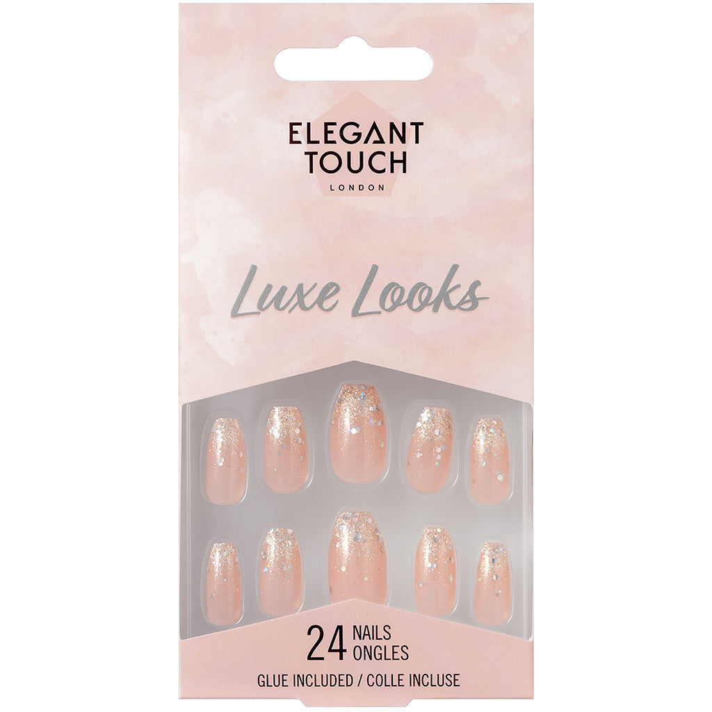 Elegant Touch Luxe Looks False Nails Coffin Medium Length - Champagne ...