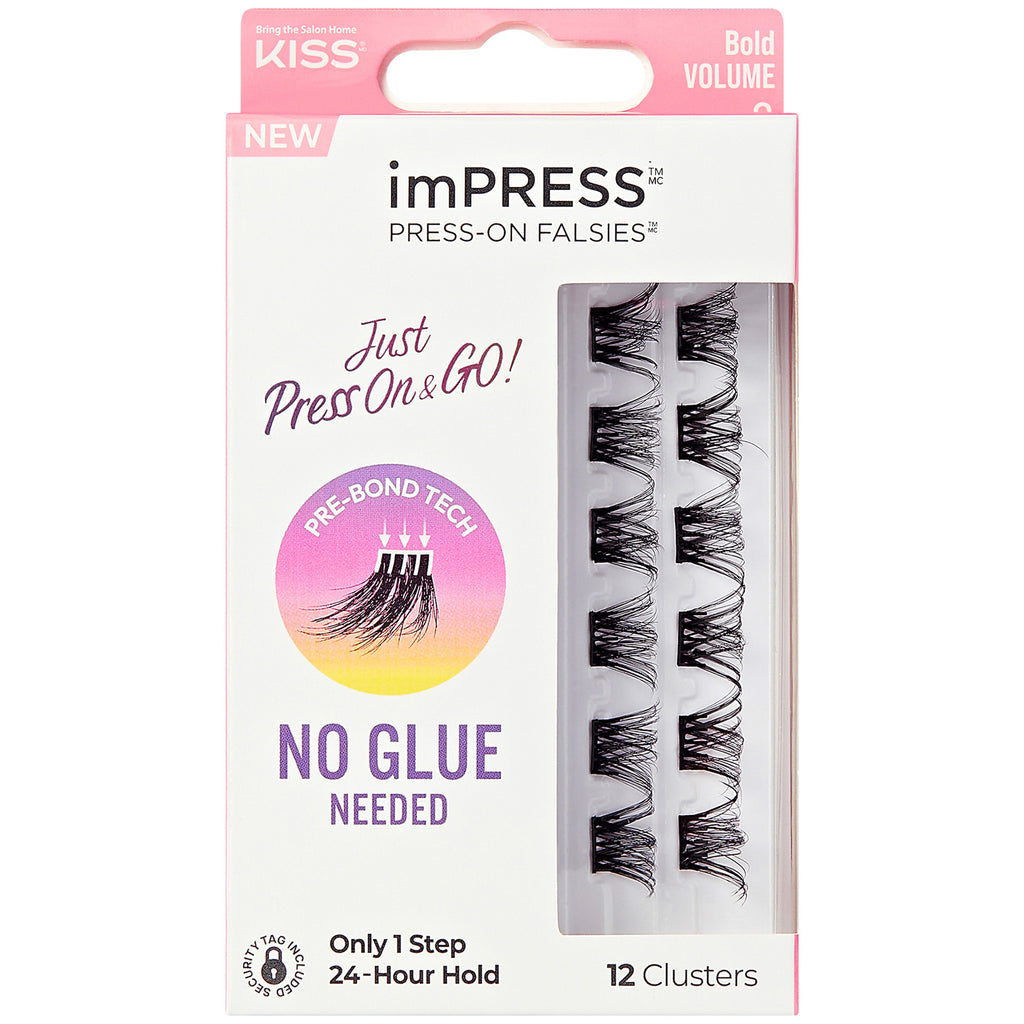 Kiss ImPRESS Press-On Falsies Cluster Lashes - Bold Volume | False Eyelashes