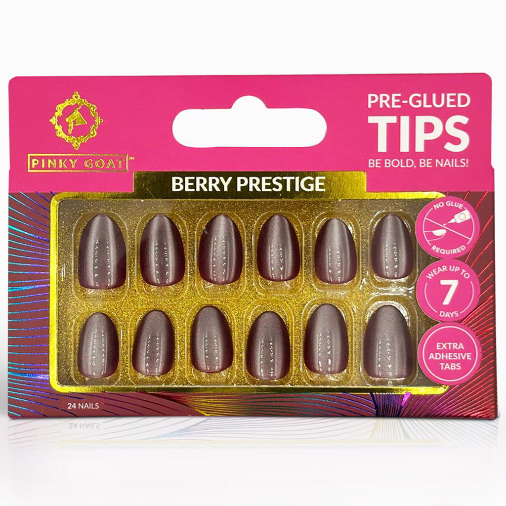 Pinky Goat Nails Pre-Glued Tips - Berry Prestige | False Eyelashes