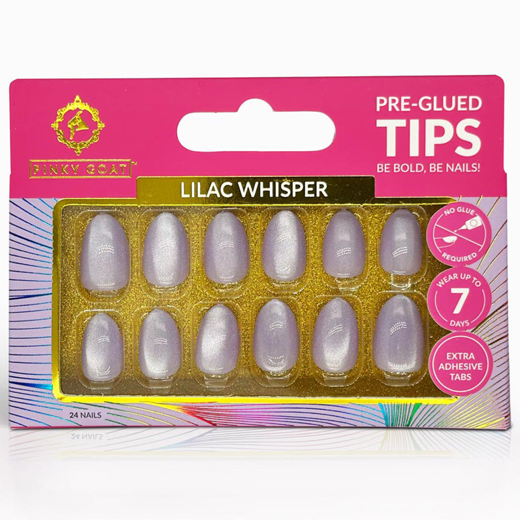 Pinky Goat Nails Pre-Glued Tips - Lilac Whisper | False Eyelashes