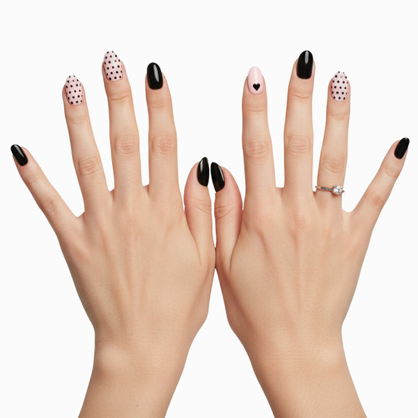 Pinky Goat Nails Pre-Glued Tips - Polka Heart | False Eyelashes