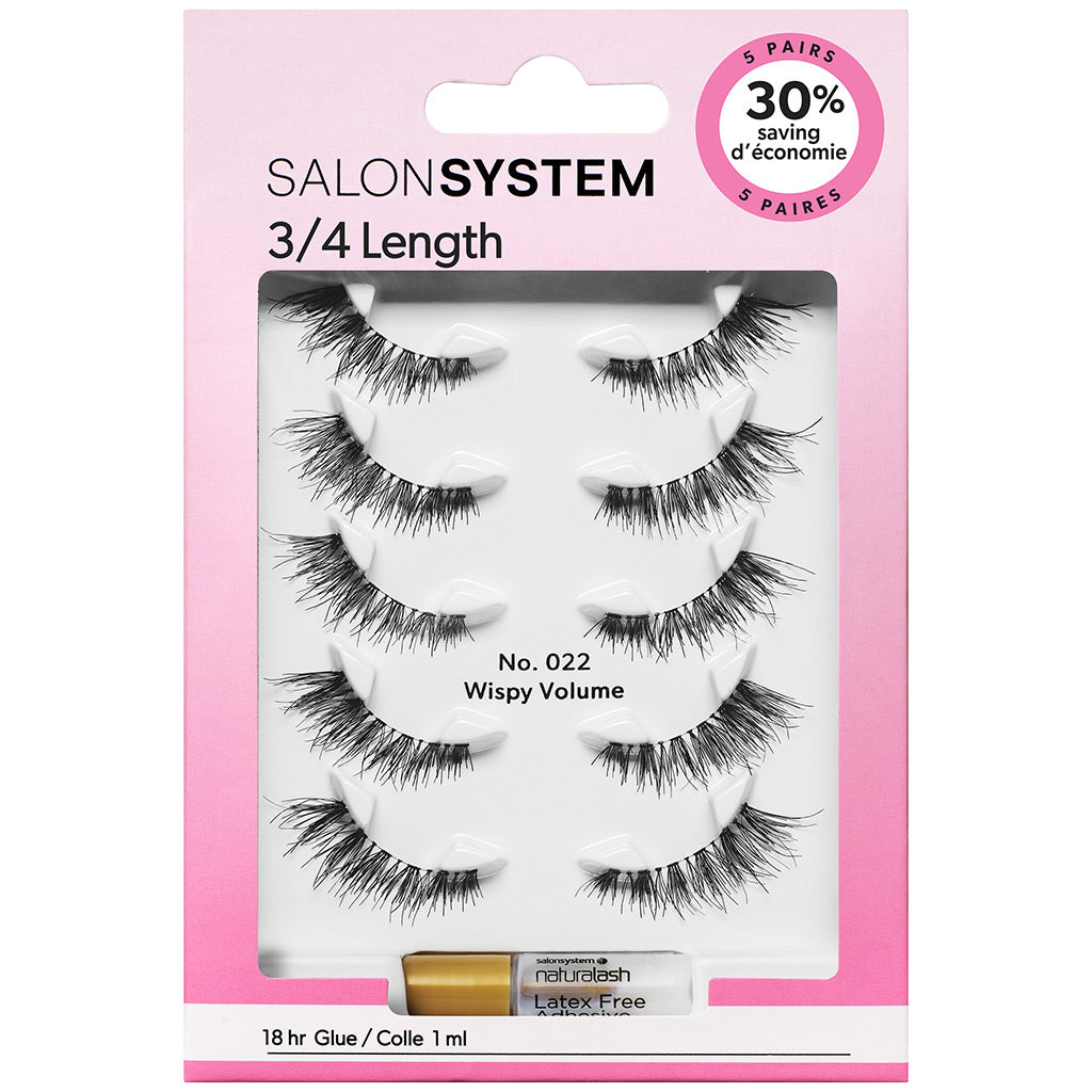 Salon System 3/4 Length 022 Wispy Volume Lashes Multipack (5 Pairs ...