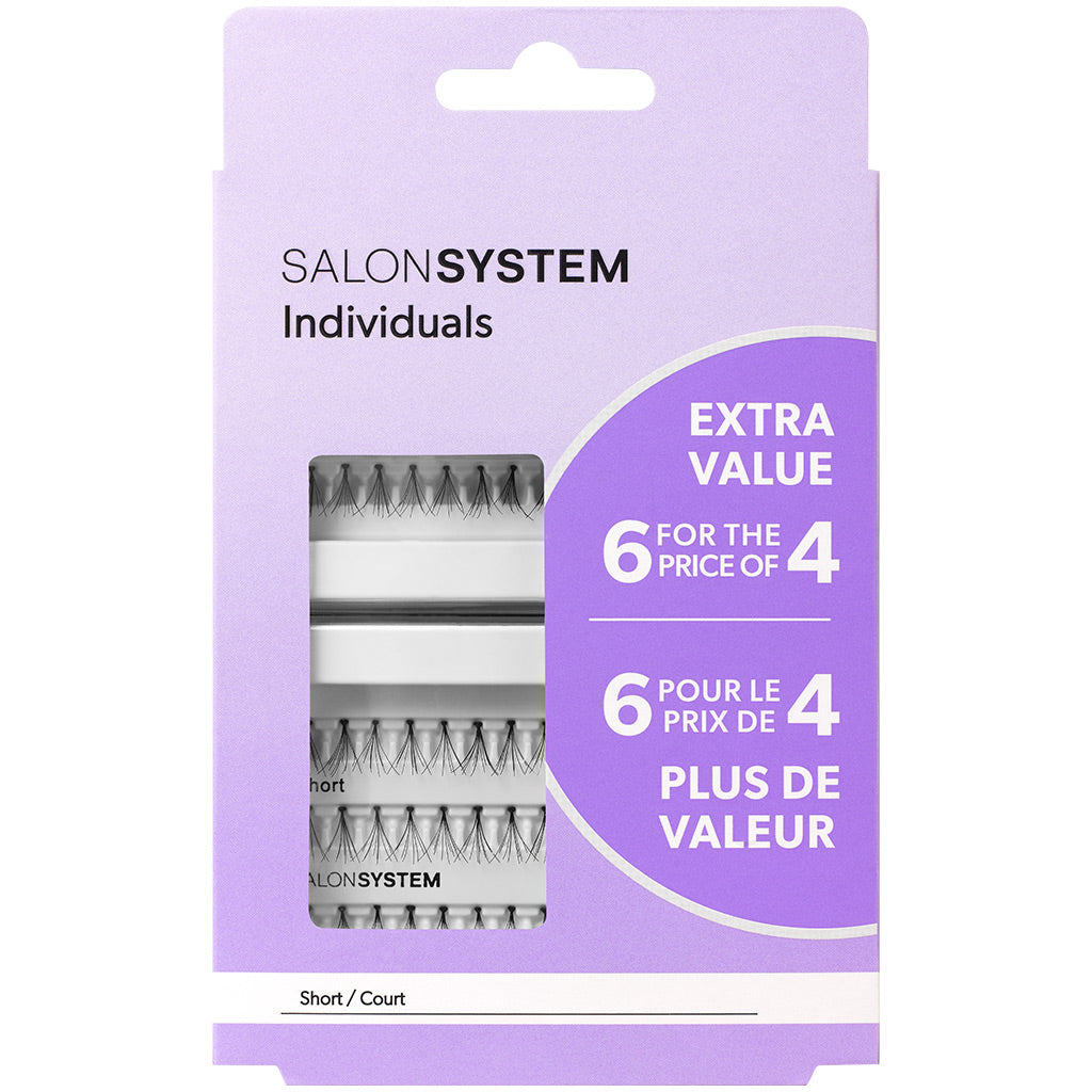 Salon System Individual Lashes Black Short - 6 for 4 EXTRA VALUE PACK ...