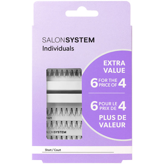 Salon System Individual Lashes Black Short - 6 for 4 EXTRA VALUE PACK ...