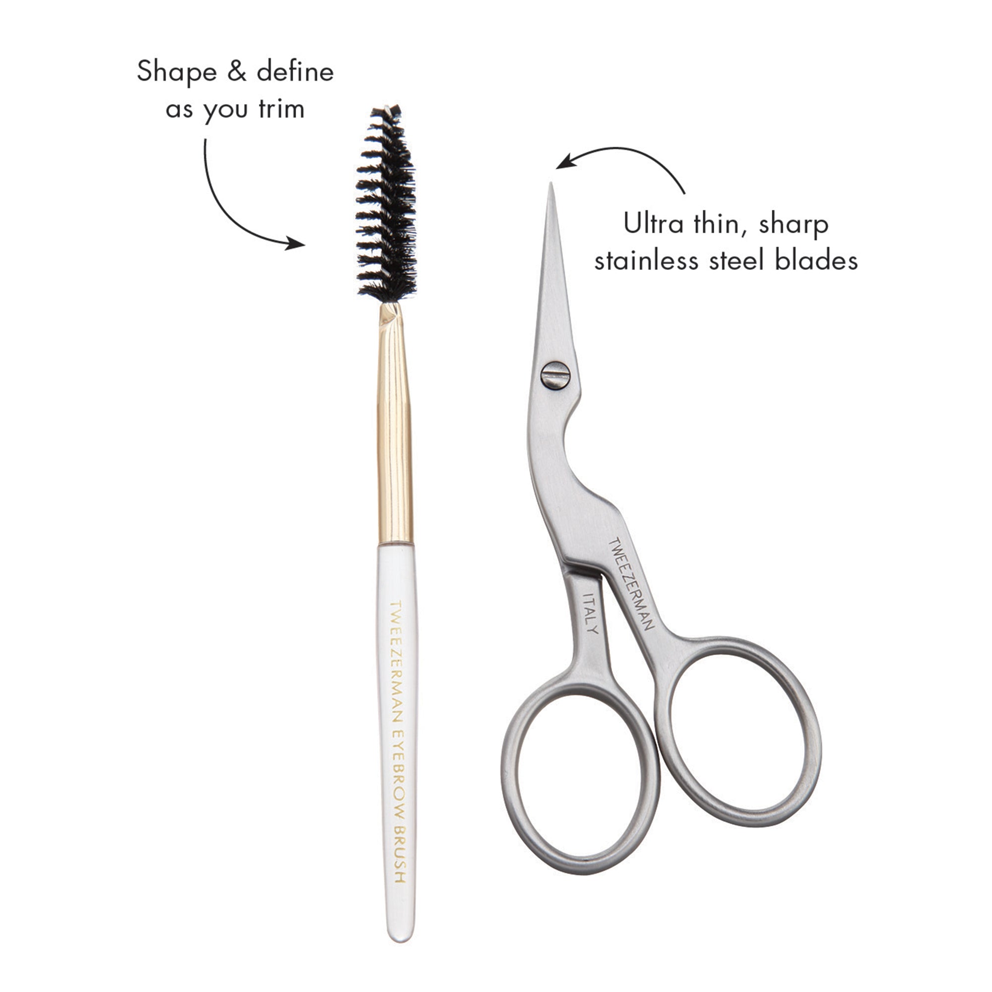 Tweezerman Brow Shaping Scissors & Brush | False Eyelashes