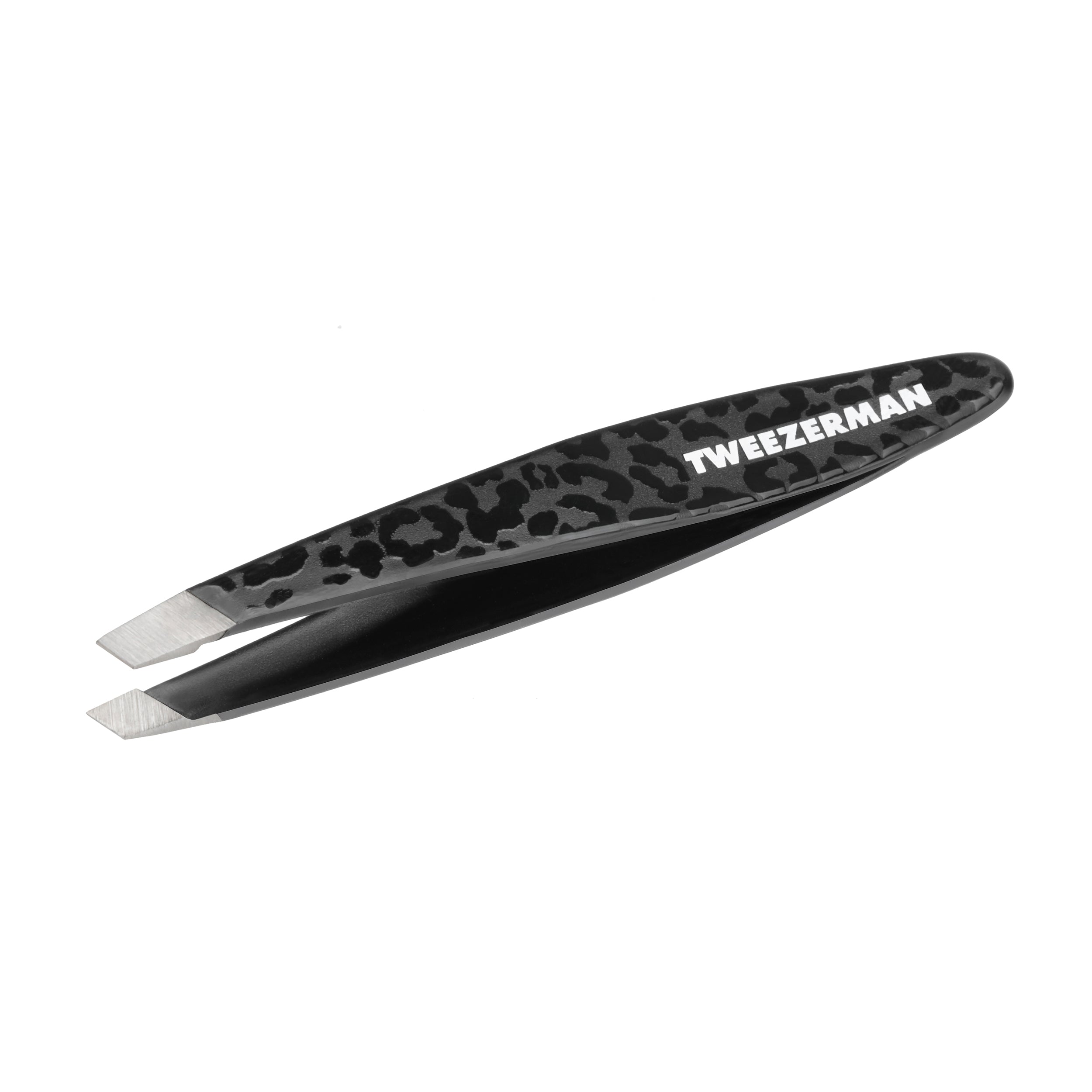Tweezerman Mini Slant Tweezer Black Leopard | False Eyelashes