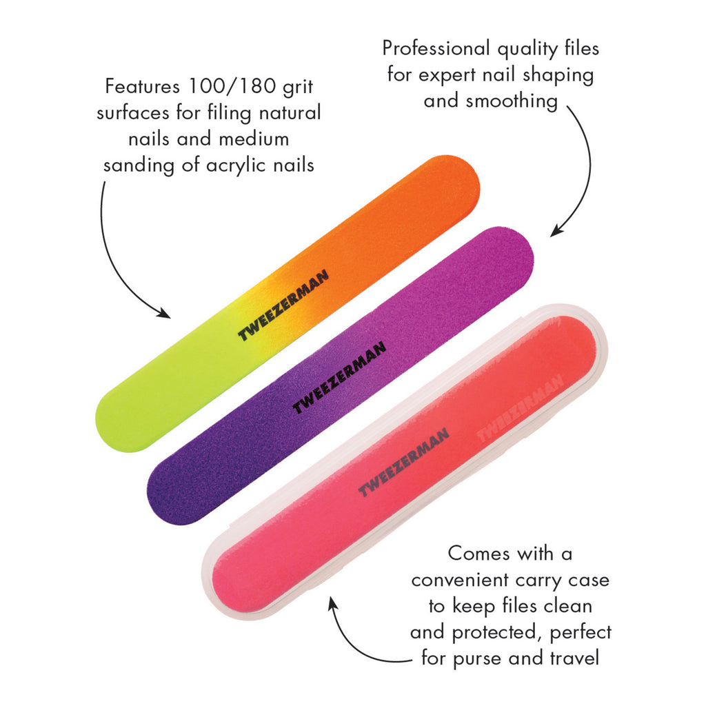 Tweezerman Neon Hot Filemate Nail Files (x3) | False Eyelashes